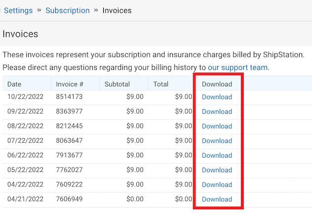 View Invoices & Data Archives – ShipStation Help U.S.